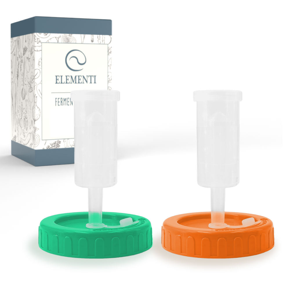 Elementi Fermentation Lids Set of 2 - Fermentation Kit (Orange & Green